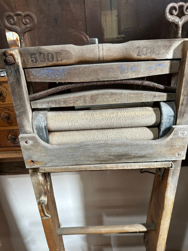 Antique, Anchor Folding Bench Washer Wringer, Double Wash Tub Stand ...