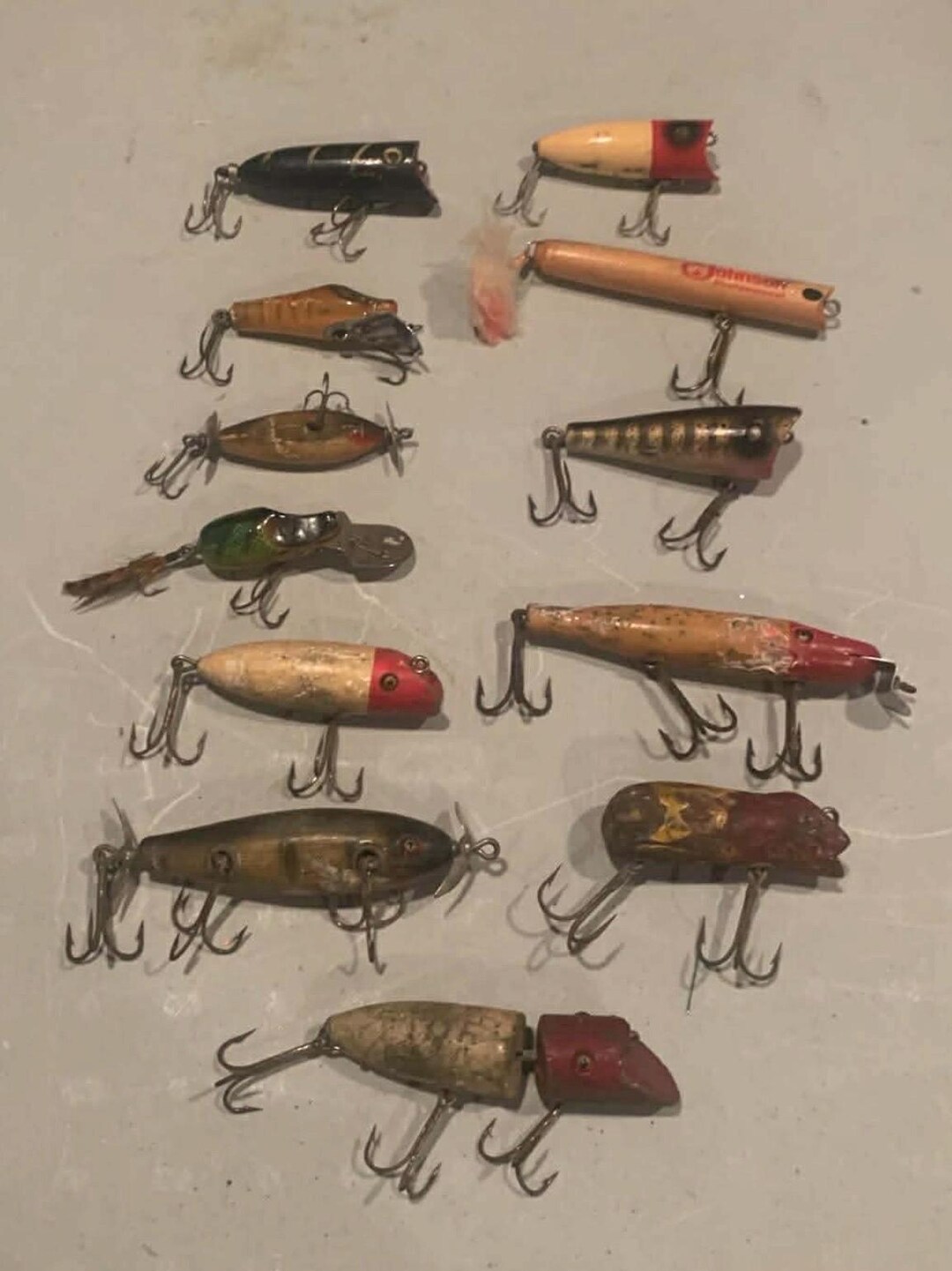 Antique/vintage Fishing Lure Collection of 12 Wooden Lures, Tackle ...