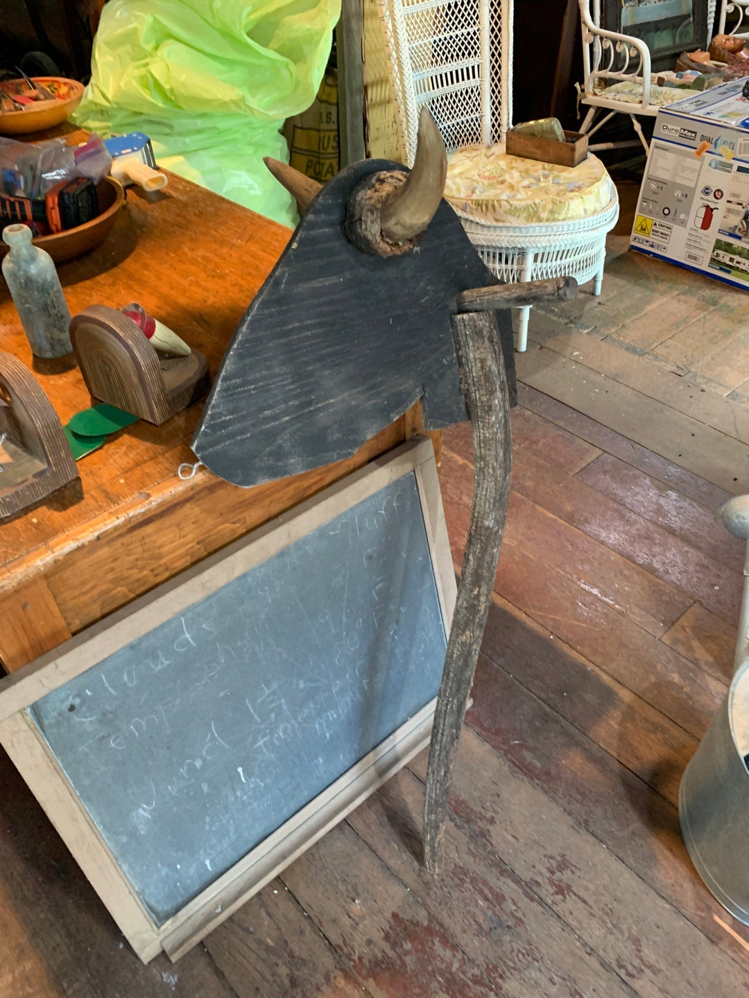 Vintage Children’s Ride M Cowboy Bull Head on Stick, “bull on A Stick ...