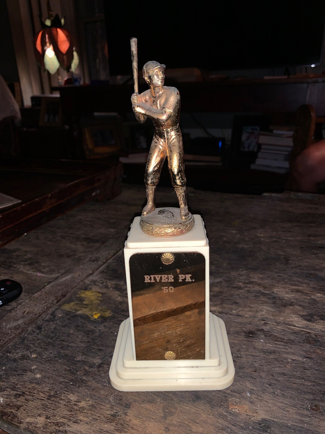 Vintage 1950’s Metal Baseball Player on A Bakelite Base, Approximately ...