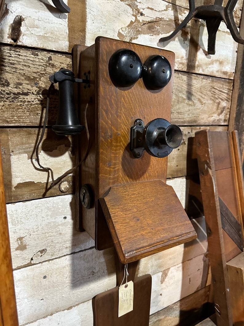 Antique Kellogg Wood and Bakelite Wall Phone, All Original - Etsy