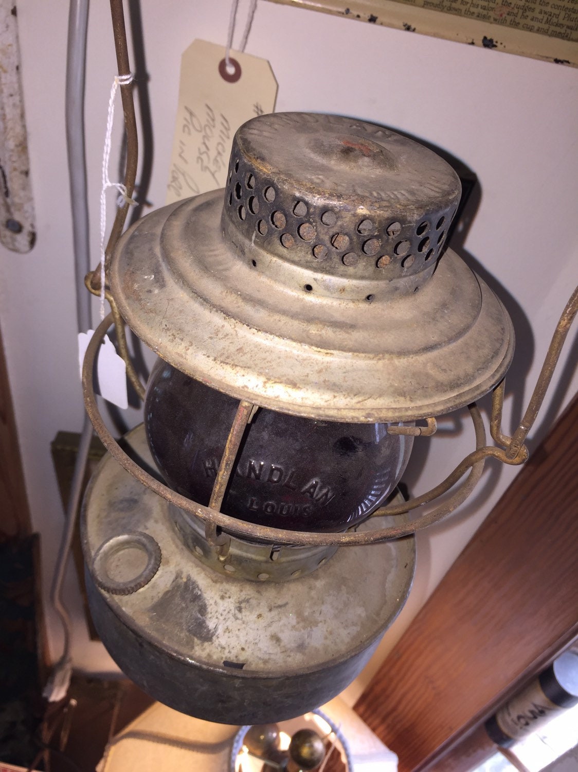 Antique Railroad Handlan Night Watch Lantern Red Light Train | Etsy