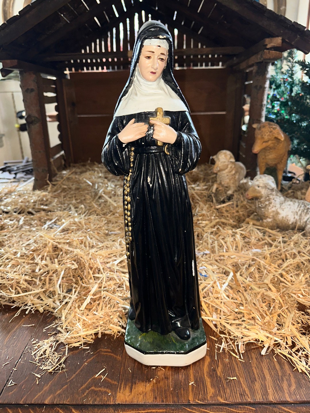 Vintage Large Chalkware Nun/saint Statue Religious Figurine ...