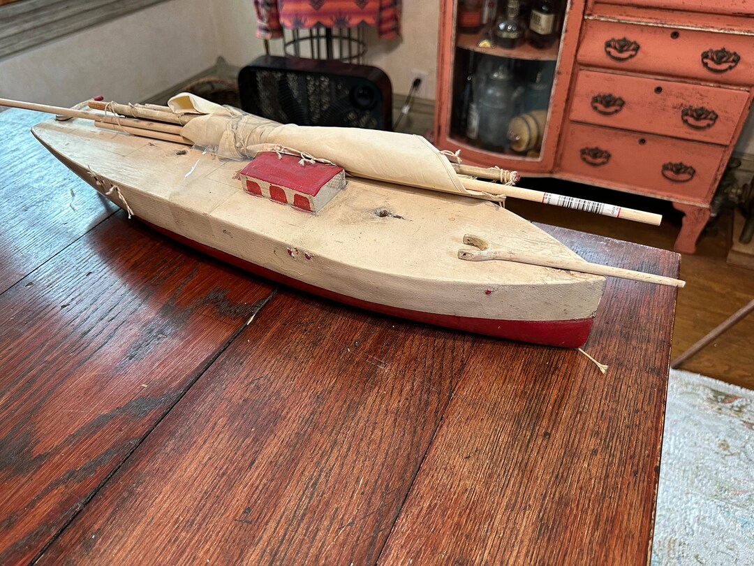 Vintage Wooden Sailboat Hull Project, Approx 24” Long Great for Childs ...