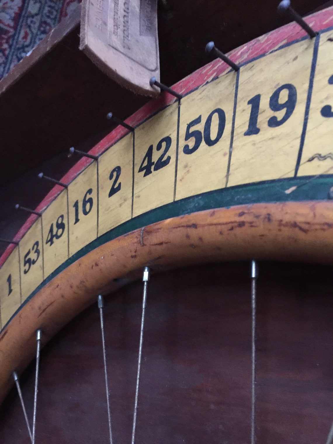 Antique Fair Roulette Game Wheel of Chance Painted Wood Folk Art Wheel ...