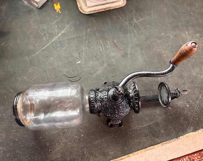 Antique Early 1900's Arcade Mfg Co. Crystal Wall Mount Coffee Grinder ...