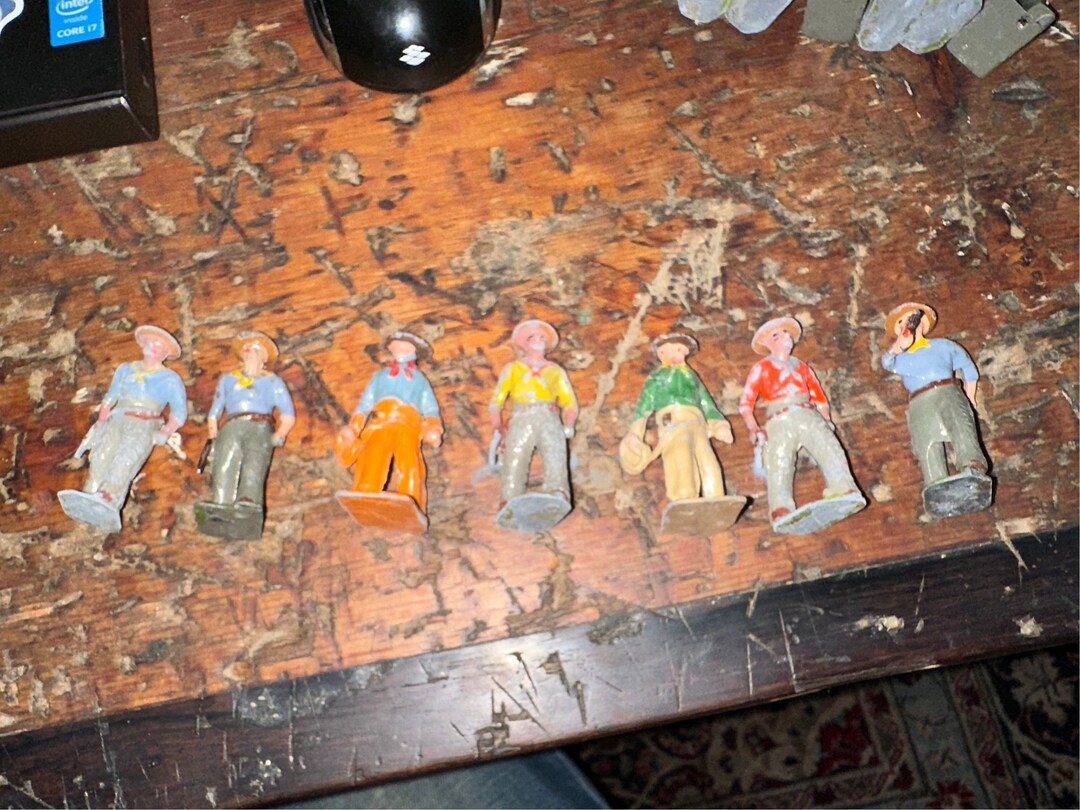 Set of 7 Antique Lead/tin Cowboys Various Poses, Getting Hard to Find ...