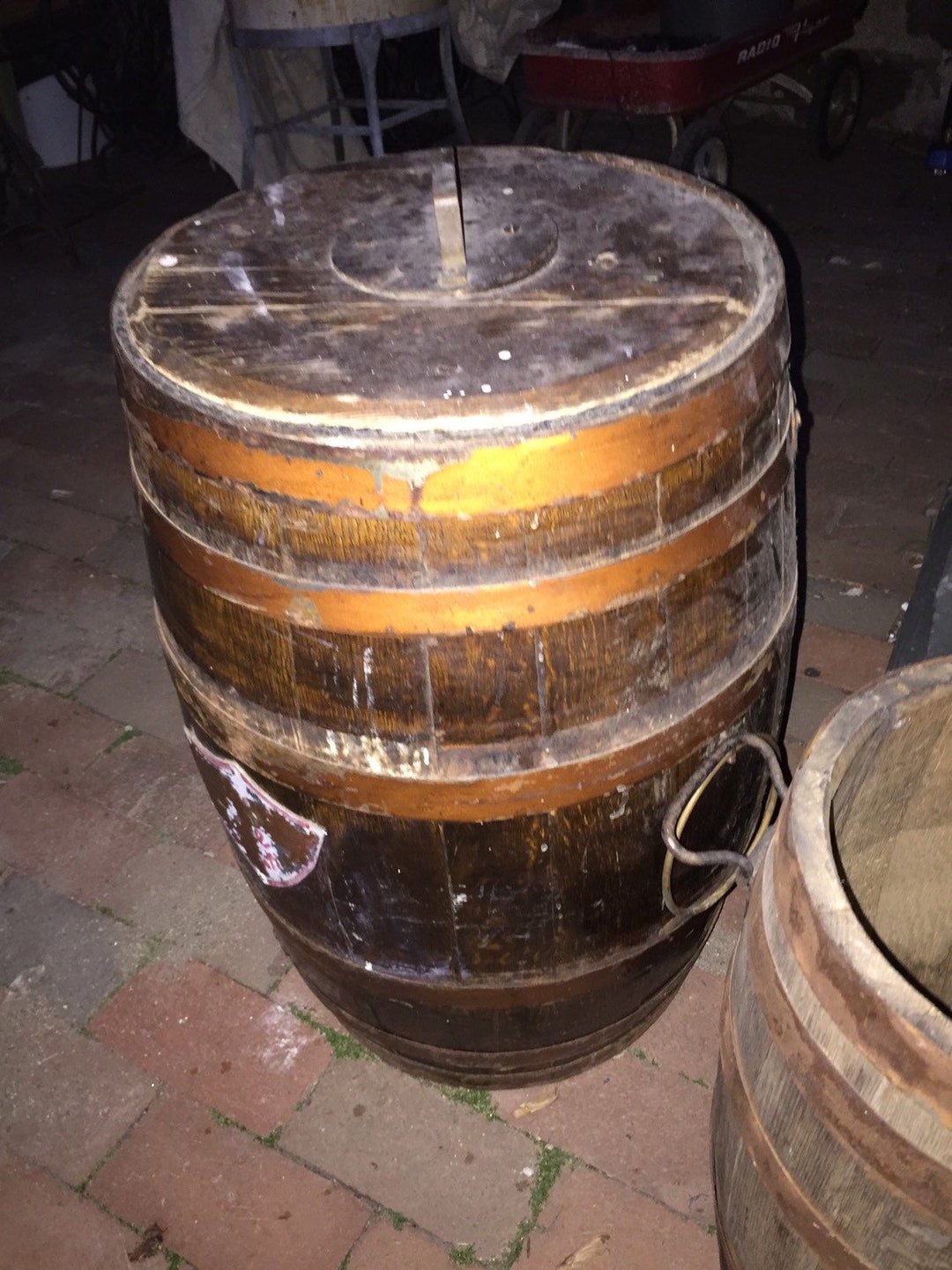 Primitive WOODEN BARREL From 1800's, With Handles, Heavy Duty ...