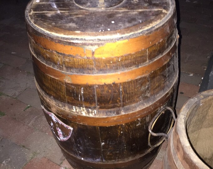Primitive WOODEN BARREL From 1800's, With Handles, Heavy Duty ...