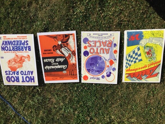 Vintage Midget Racing Poster Thick Cardboard Great Shape | Etsy