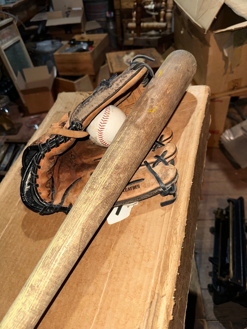 Set of 3 Vintage Baseball Items 1 Bat 1 Ball and 1 Glove, Great for ...