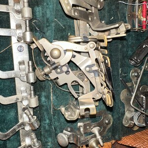 Antique Singer Puzzle Box Assorted Attachments and Bobbin Accessory Kit ...