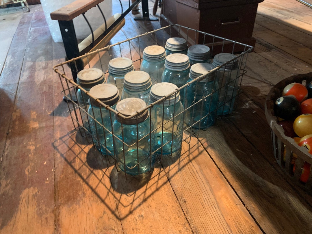 Vintage Jar Wire Basket Rack, Use It to Display Mason Jars of Spices ...