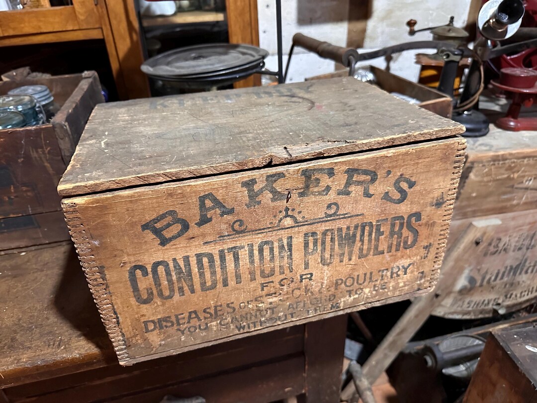 Antique BAKERS CONDITION POWDERS Dovetail Box With Lid 1900 - Etsy