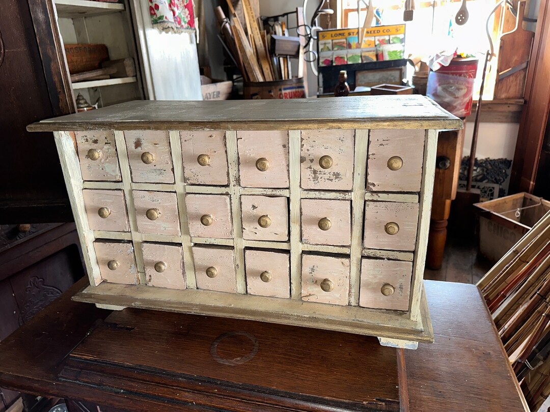 18 Drawer Cabinet Unit, Primitive Home Made, Farm House, Great Unit ...