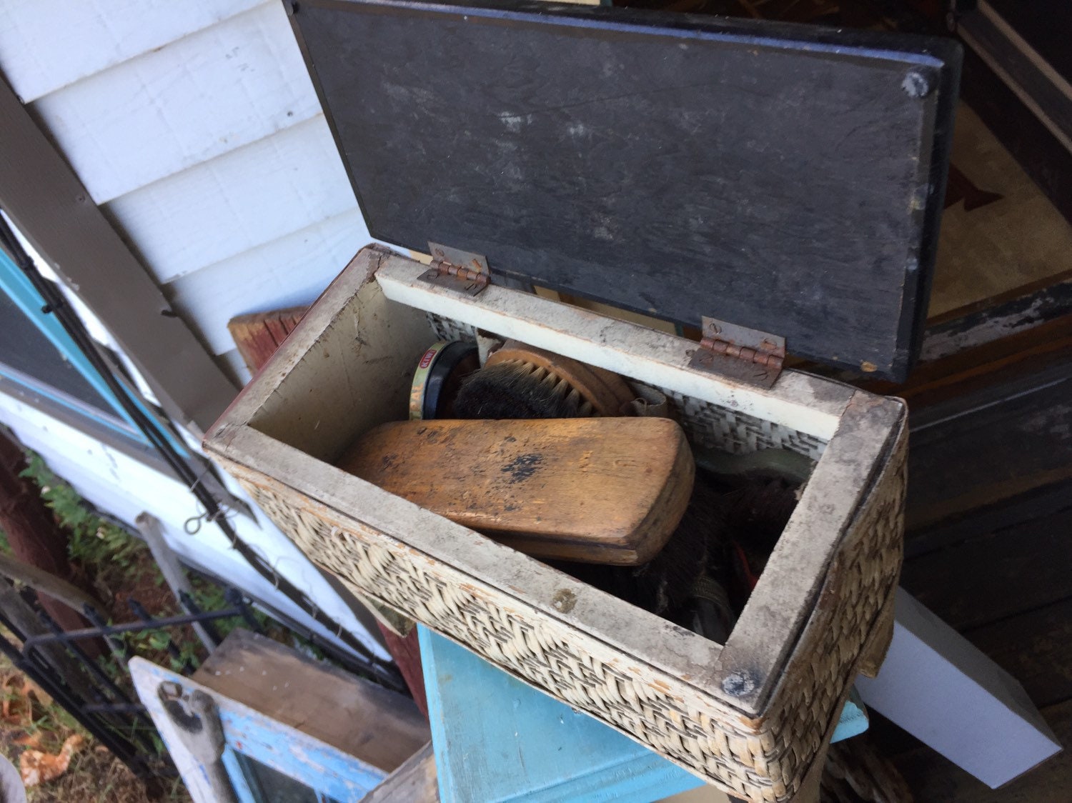 Antique Wicker Shoe Shine Foot Stool/kit 1930's Full of - Etsy