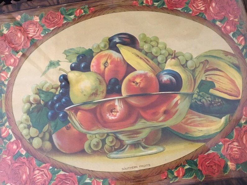 Vintage Fruit Bowl Picture Framed With Flowers Perfect for - Etsy
