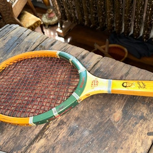 Vintage Wilson Bobby Riggs Golden State Wood Tennis Racquet, W/ Brace ...