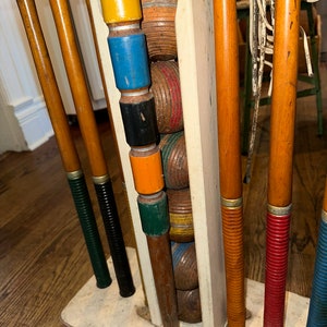 Antique Six Player Wood Croquet Set With Wood Crate Holder, Very Cool ...