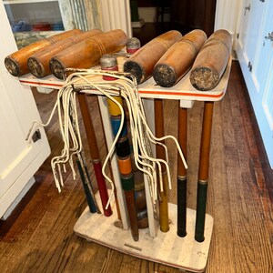Antique Six Player Wood Croquet Set With Wood Crate Holder, Very Cool ...