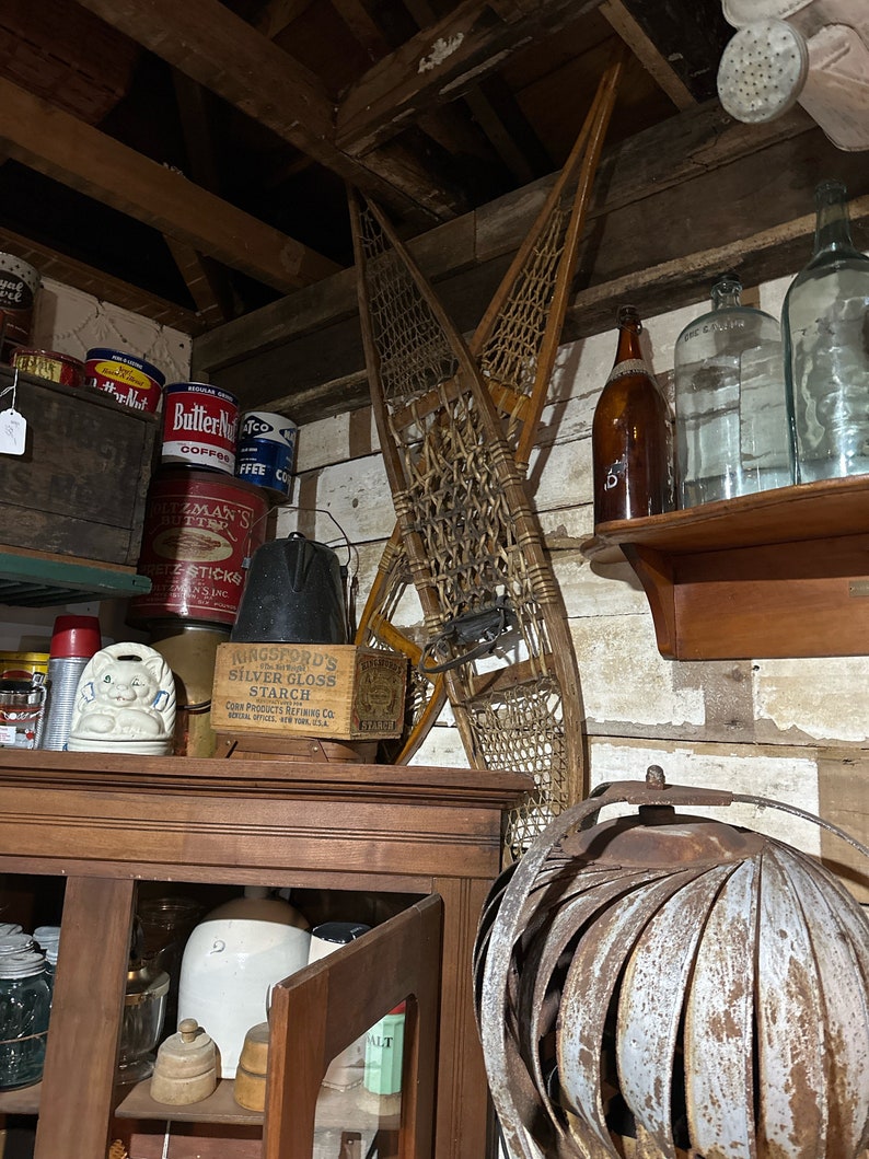 Extra Large Antique Wooden Snowshoes, Mismatched Pair, Approx 57” Long ...
