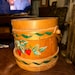 Vintage Small Hand Painted Wooden Covered Firkin Bucket 6.5 ...