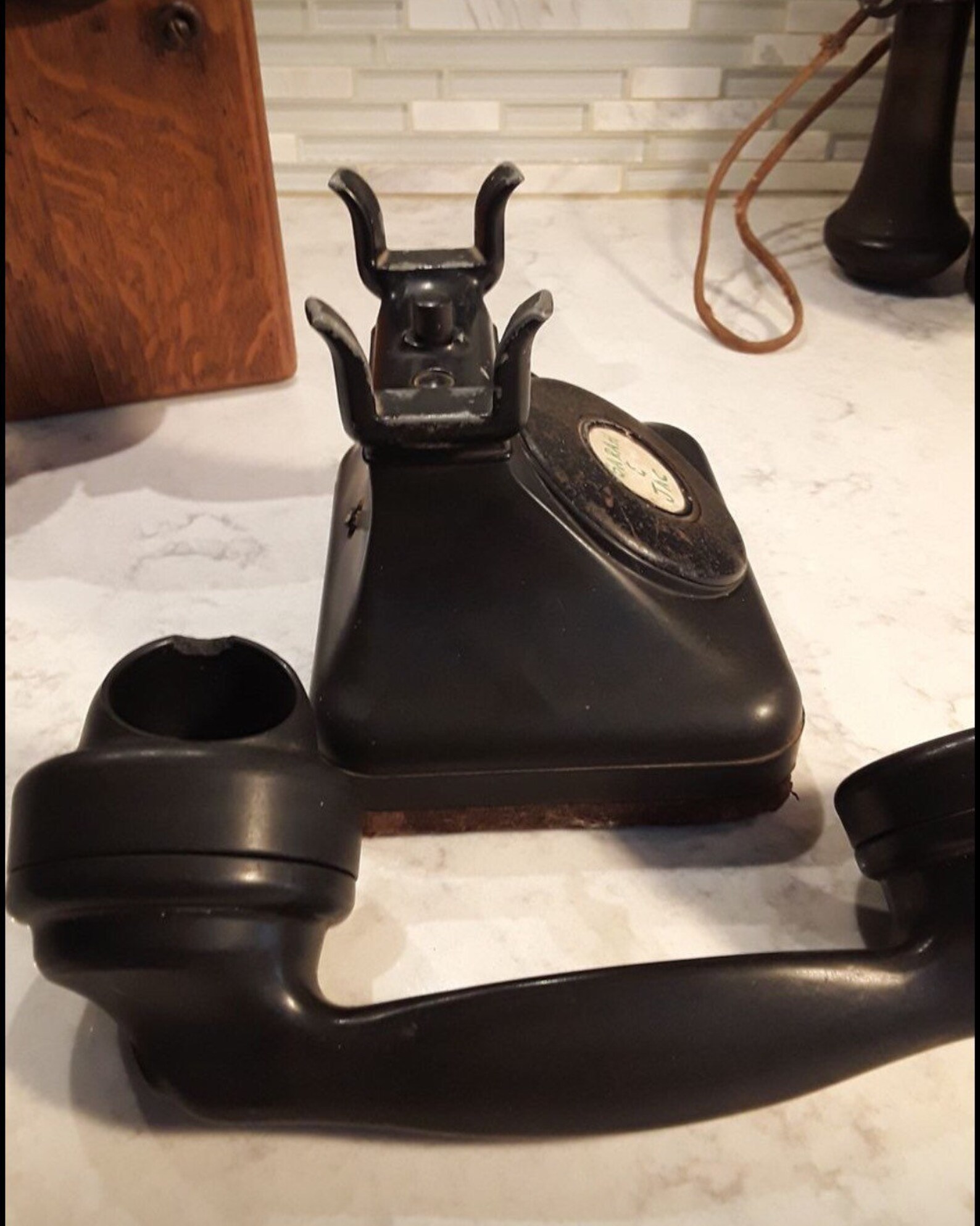 Antique Bakelite Desk Phone and Oak Ringer Box & Black Metal - Etsy