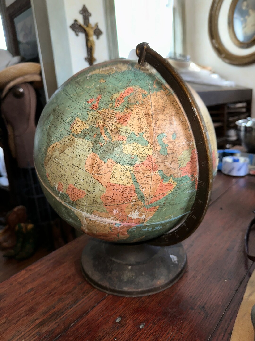 Antique World Globe, 1920s? (no Israel, Germany Still Whole, Italian ...