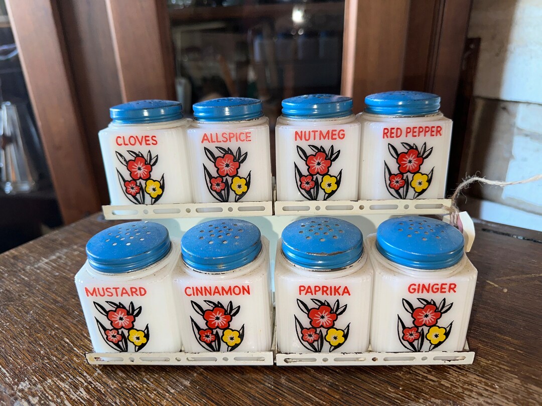 Vintage 8 Pc. Spice Set From the 50's, 8 Jar Set, All Decals Intact ...
