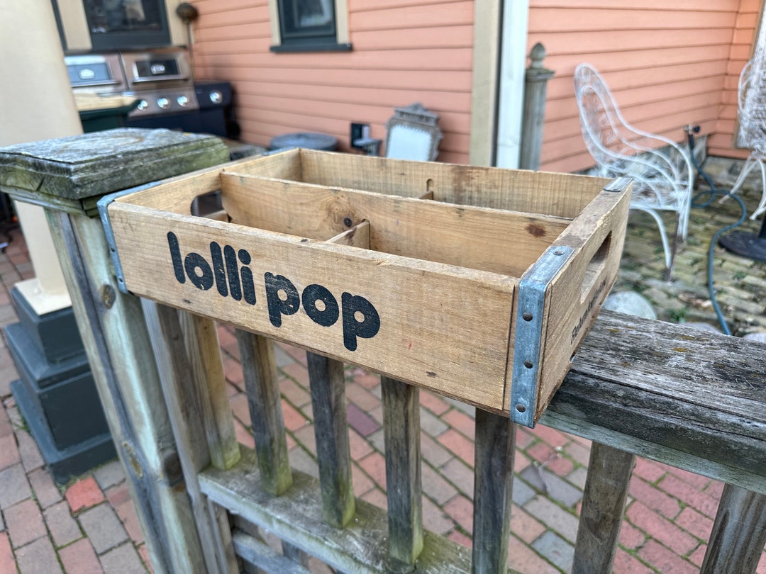 RARE Vintage Lolli Pop / Lollipop Soda Pop Wooden Glass Bottle Crate - Etsy
