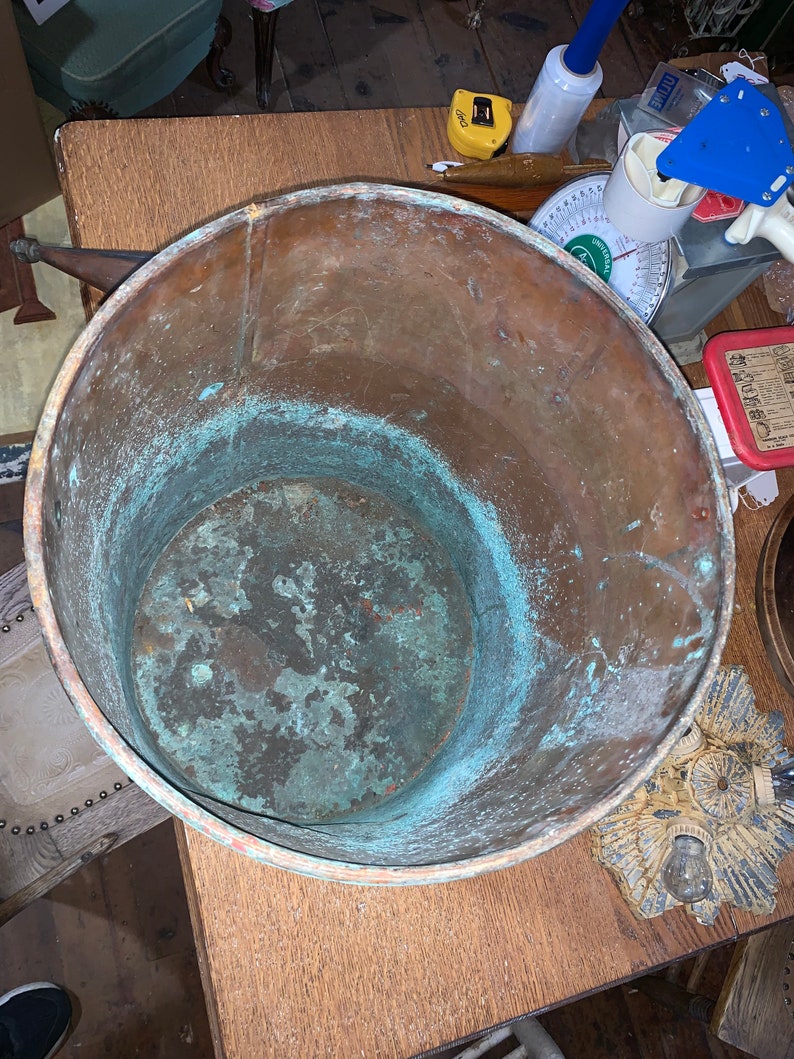 1930s Very Large, Heavy Gauge Copper Pot With Handles, Approximately 14 ...