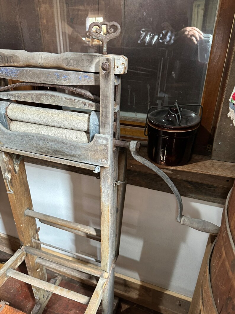 Antique, Anchor Folding Bench Washer Wringer, Double Wash Tub Stand ...