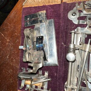 Antique Singer Puzzle Box Assorted Attachments and Bobbin Accessory Kit ...