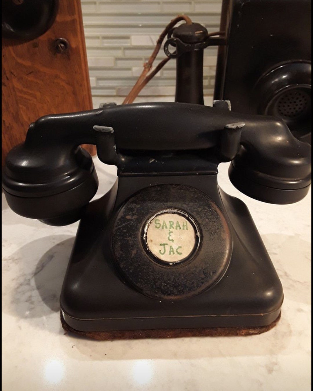 Antique Bakelite Desk Phone and Oak Ringer Box - Etsy
