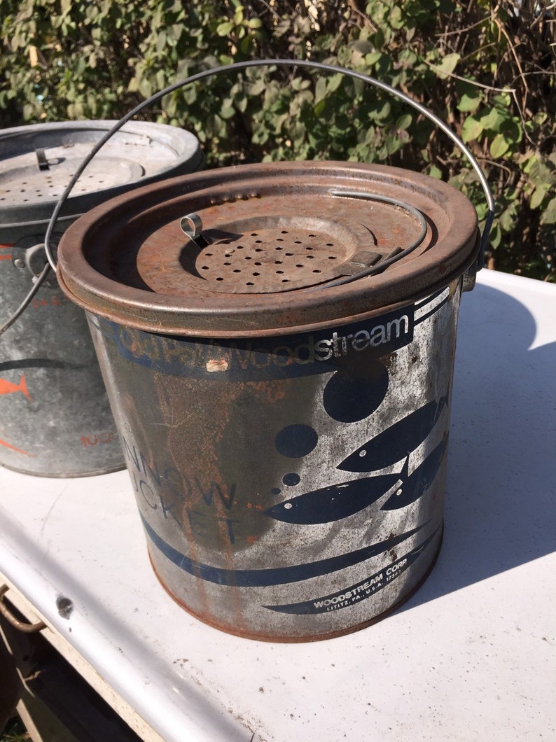 Vintage Minnow Bait Buckets Galvanized Pail nice | Etsy