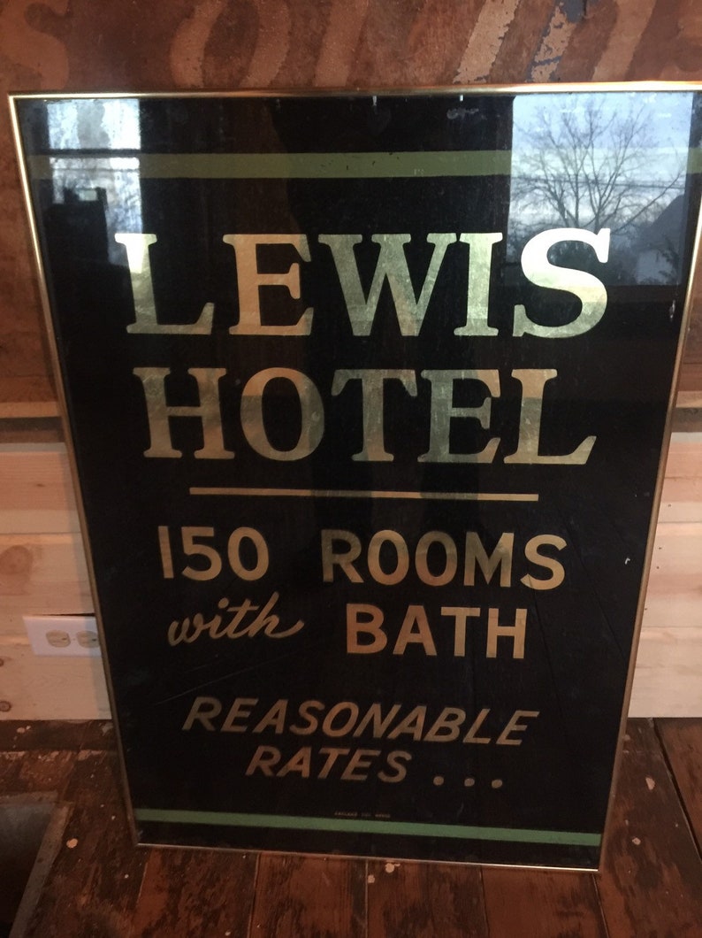 Vintage Lewis Hotel Glass Reverse Painted and Framed 150 | Etsy
