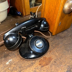 Antique Bakelite Desk Phone and Oak Ringer Box - Etsy