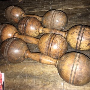 Antique Wood Barbell Set of 2, Original Condition, Very Cool Decoration ...