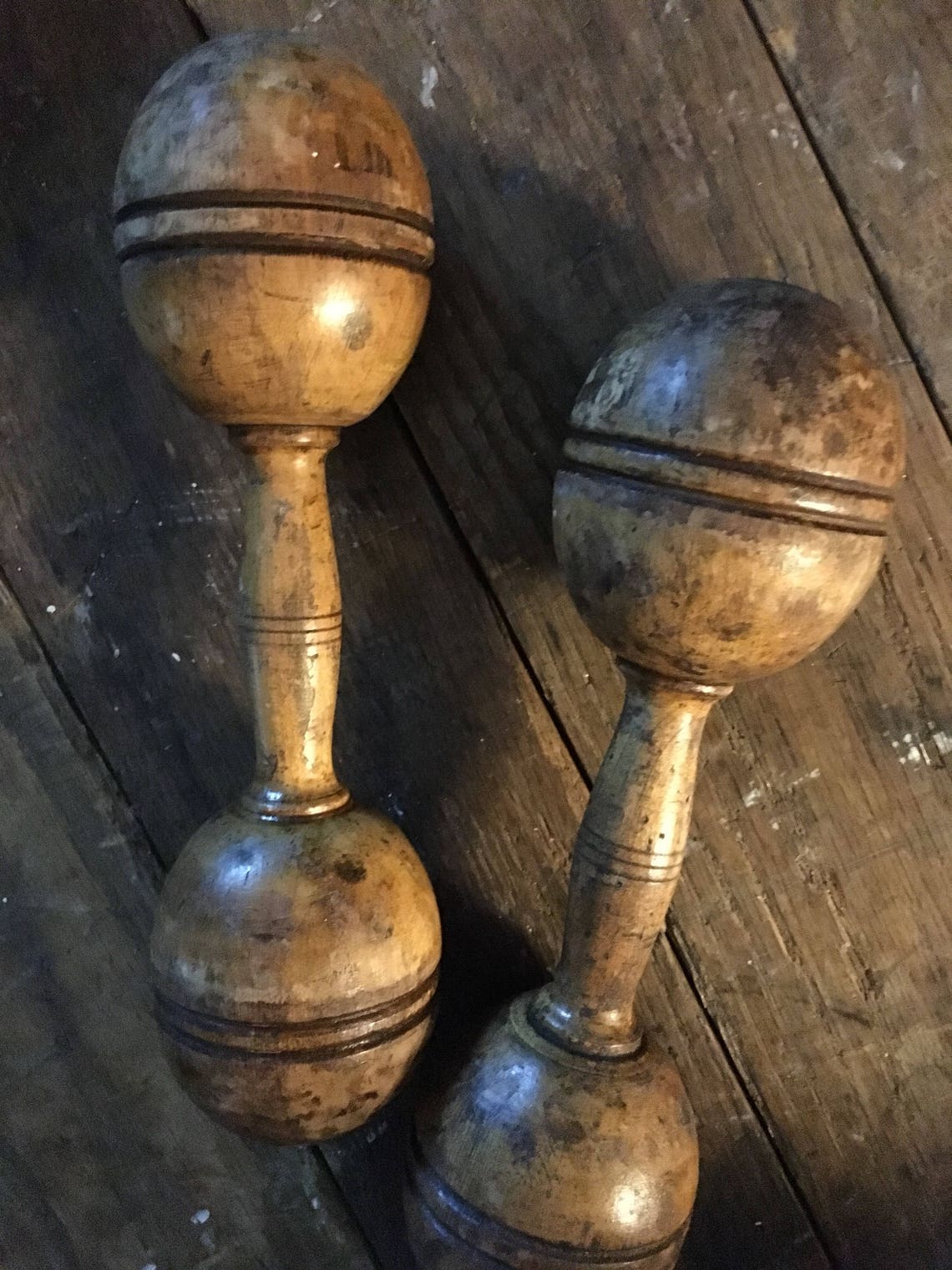 Antique Wood Barbell Set of 2 Original Condition Very Cool - Etsy