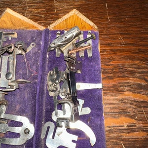 Antique Singer Puzzle Box Assorted Attachments and Bobbin Accessory Kit ...
