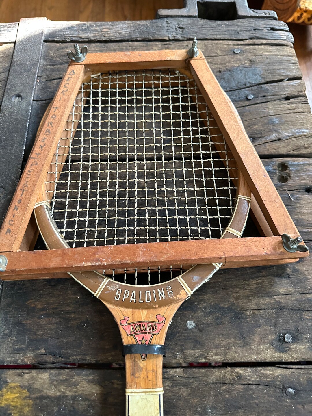 Vintage Spalding Wood Tennis Racquet Award Model With Wood Press - Etsy