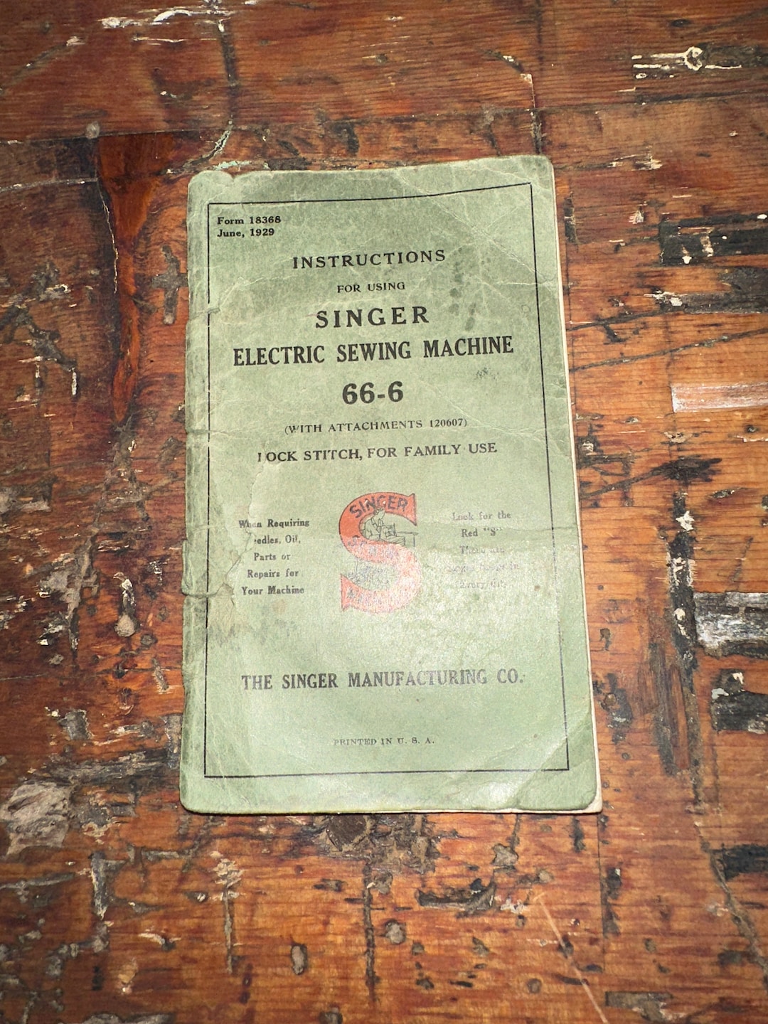 Vintage Early 1900s Singer Sewing Machine Model 66-6 Instruction Manual ...