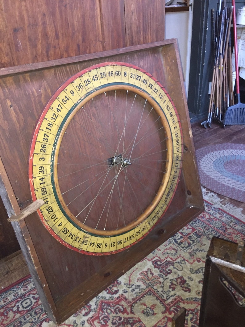 Antique Fair Roulette Game Wheel of Chance Painted Wood Folk Art Wheel ...