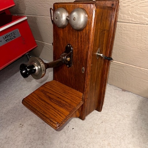 Antique Wood and Bakelite Wall Phone, All Original - Etsy