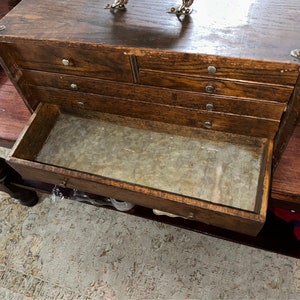 Antique Vintage Oak Machinest Watch Makers Tool Box Chest, Measures ...