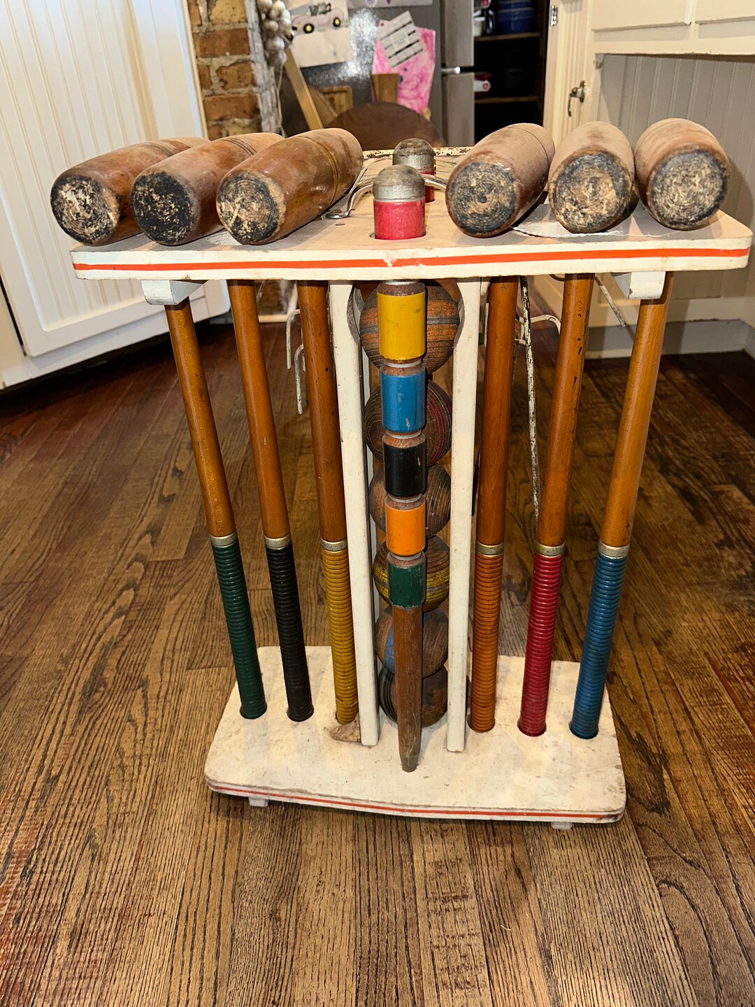 Antique Six Player Wood Croquet Set With Wood Crate Holder, Very Cool ...