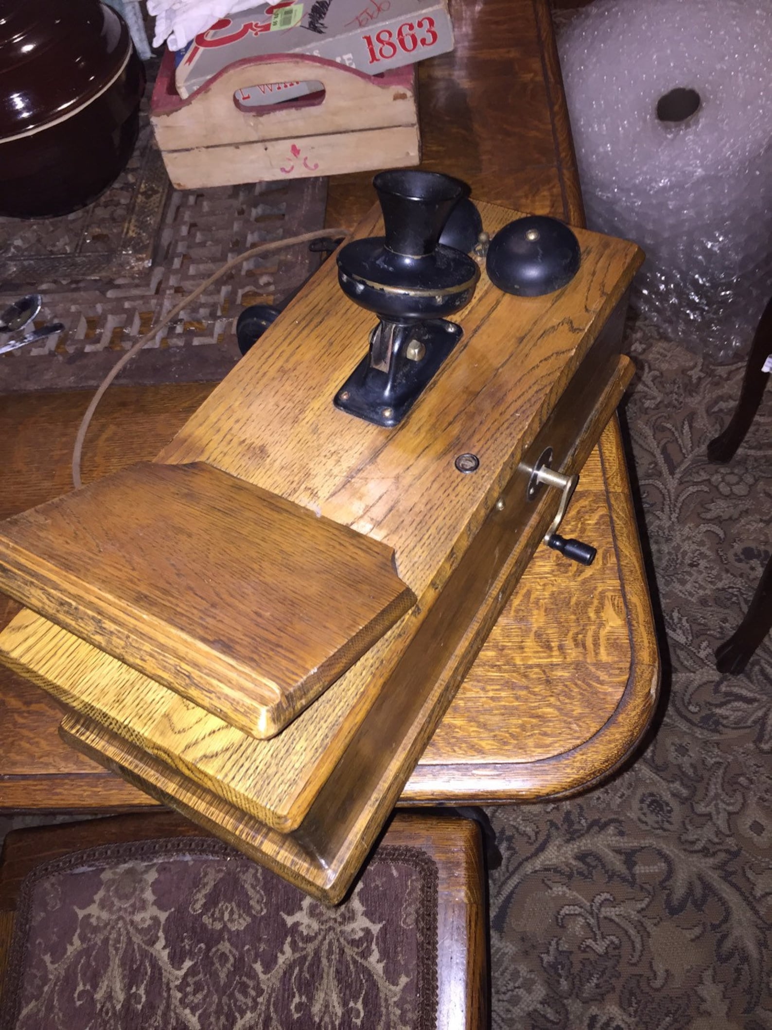 Antique Kellogg Wood and Bakelite Wall Phone, All Original - Etsy