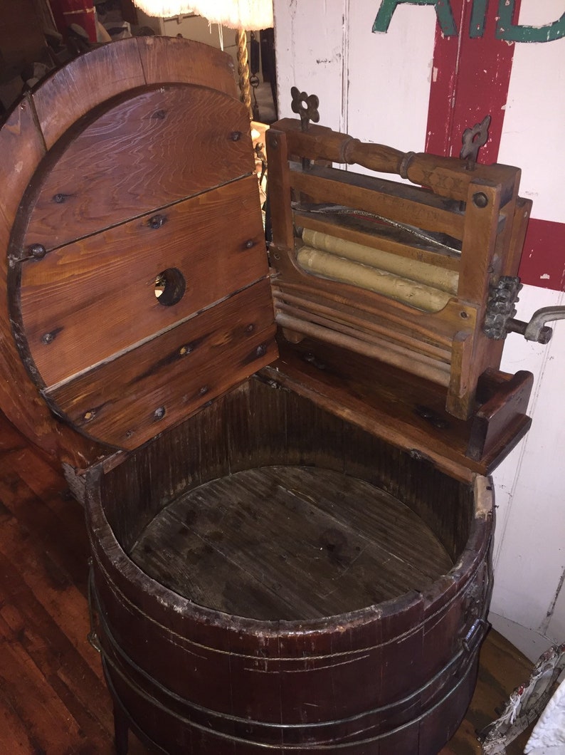 Antique Wooden Barrel Washing Machine With Hand Crank Clothes - Etsy