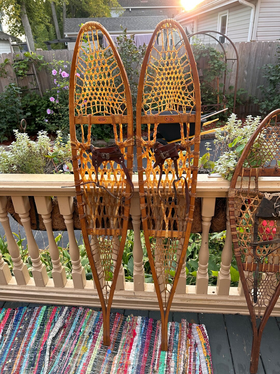 Large Antique Faber Wooden Snowshoes, Perfect Pair, Approx 56 Long See ...