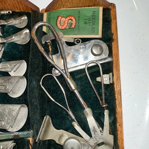 Antique Singer Puzzle Box Assorted Attachments and Bobbin Accessory Kit ...
